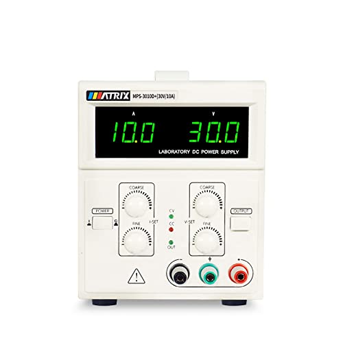 Variable Linear DC Power Supply 30V 10A Adjustable Switching Regulated Low Ripple Bench Linear Power Supply with Alligator Leads, voltage/current pre-setting, output off function MATRIX MPS-3010D+