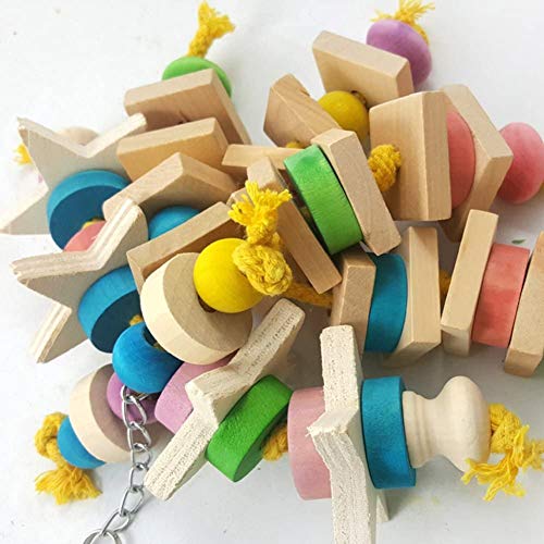 Litewoo Large Bird Parrot Toys, Colorful Bite Wood Block for Medium Large Parakeet Cockatiel Budgie Cockatoo Macaw Conures African Grey Parrot(B)