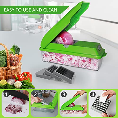 6-in-1 Vegetable Chopper, Mandoline Slicer Food Chopper Pro Onion Chopper, Multifunctional Veggie Chopper Slicer Dicer Cutter with Enlarged Storage Container with Lids