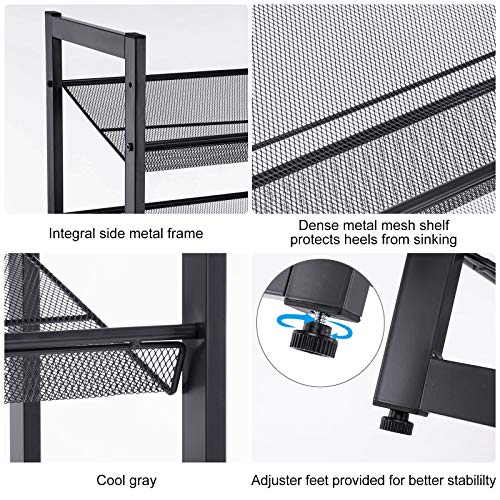 Apicizon 5-Tier Metal Shoe Rack for up to 25 Pairs Shoe Organizer with Angle from Slant to Flat, Stackable Shoe Storage Shelves with Stable Iron Structure for Entryway Closet, Grey