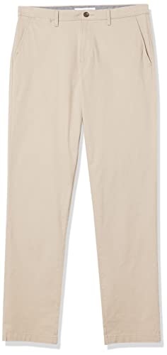 Amazon Essentials Men's Athletic-Fit Casual Stretch Chino Pant (Available in Big & Tall), Khaki Brown, 40W x 32L