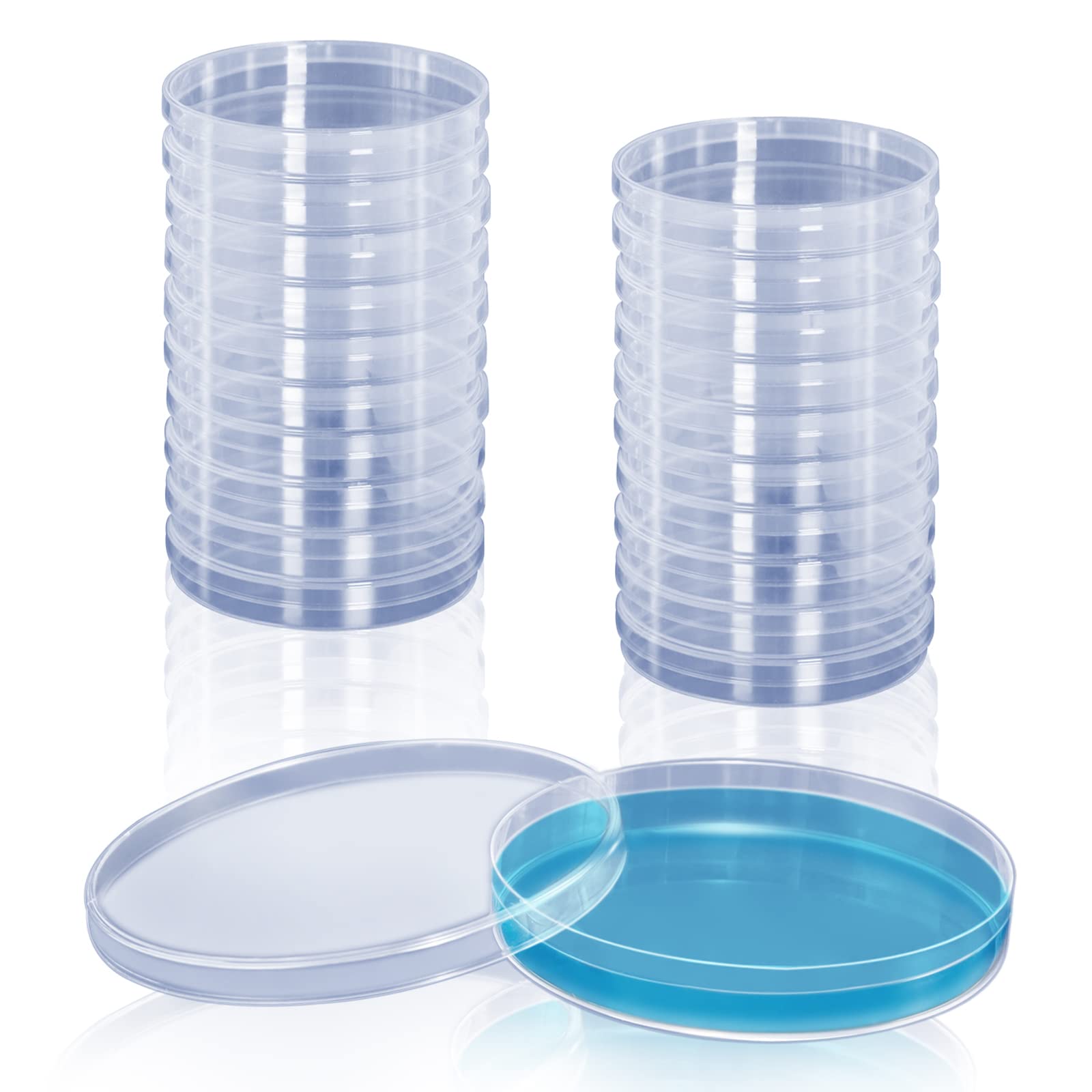 20 Pack Sterile Plastic Petri Dishes with Lid, 90mm Dia x 15mm Deep, Lab Petri Plate Dish for Lab Analysis, School Projects, Blood Samples, Bacteria, Plant & Seed Cultivation Cell-Culture Petri Dish