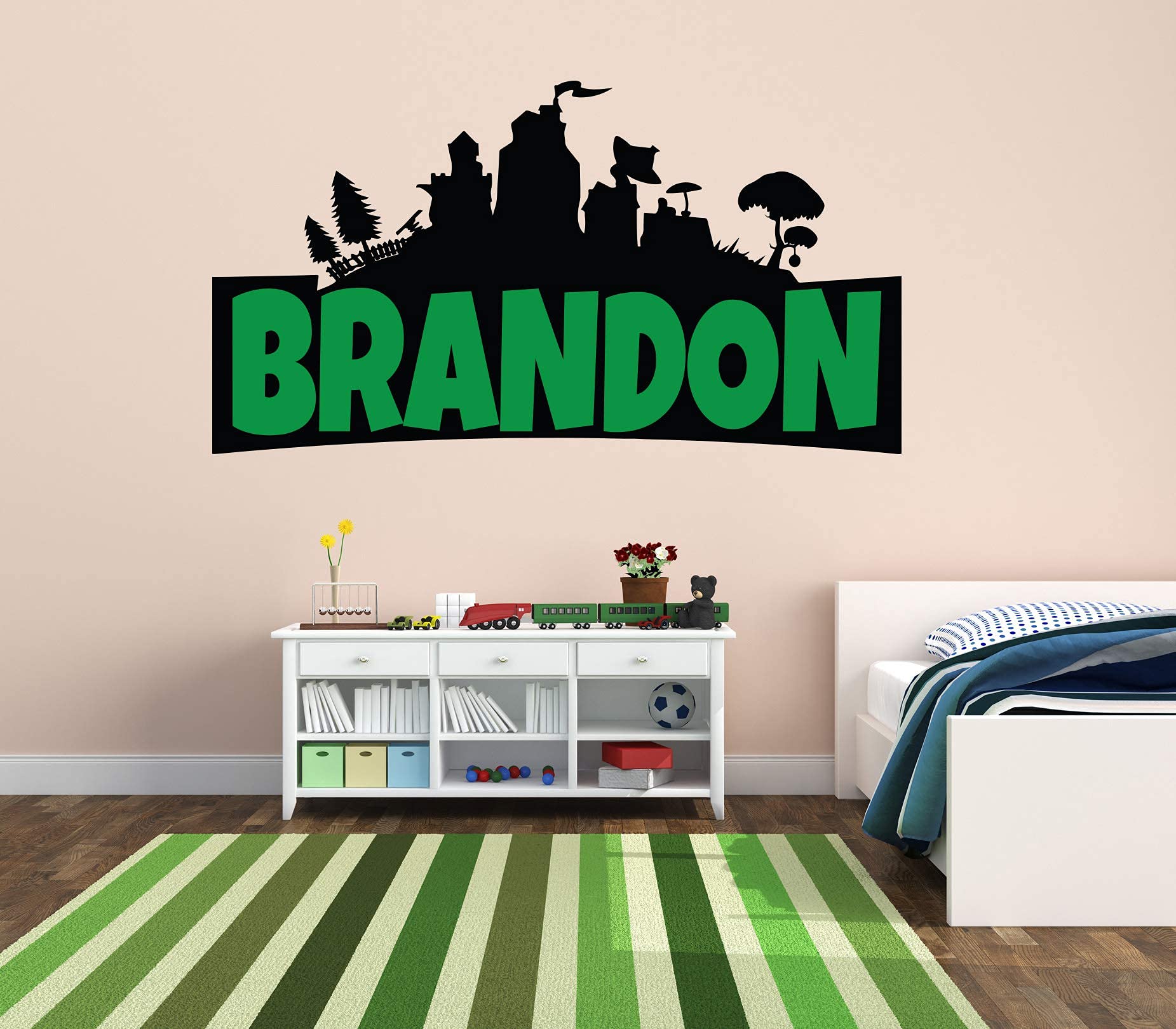 Custom Name Wall Decal - Famous Game Wall Decoration - Wall Decals for Gaming Room Decor - Party Decorations - Wall Decal for Home Bedroom Nursery Playroom Decoration (Wide 30"x16" Height)