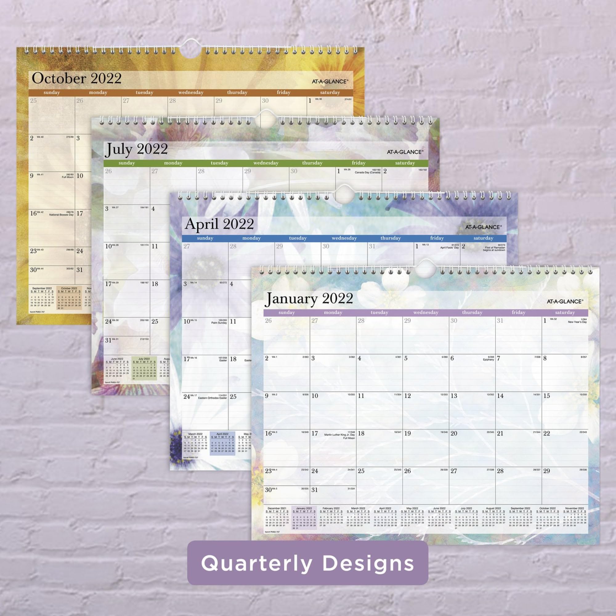 2022 Wall Calendar by AT-A-GLANCE, 14 7/8 in. X 11 7/8, Medium, Monthly, Dreams (PM83-707)