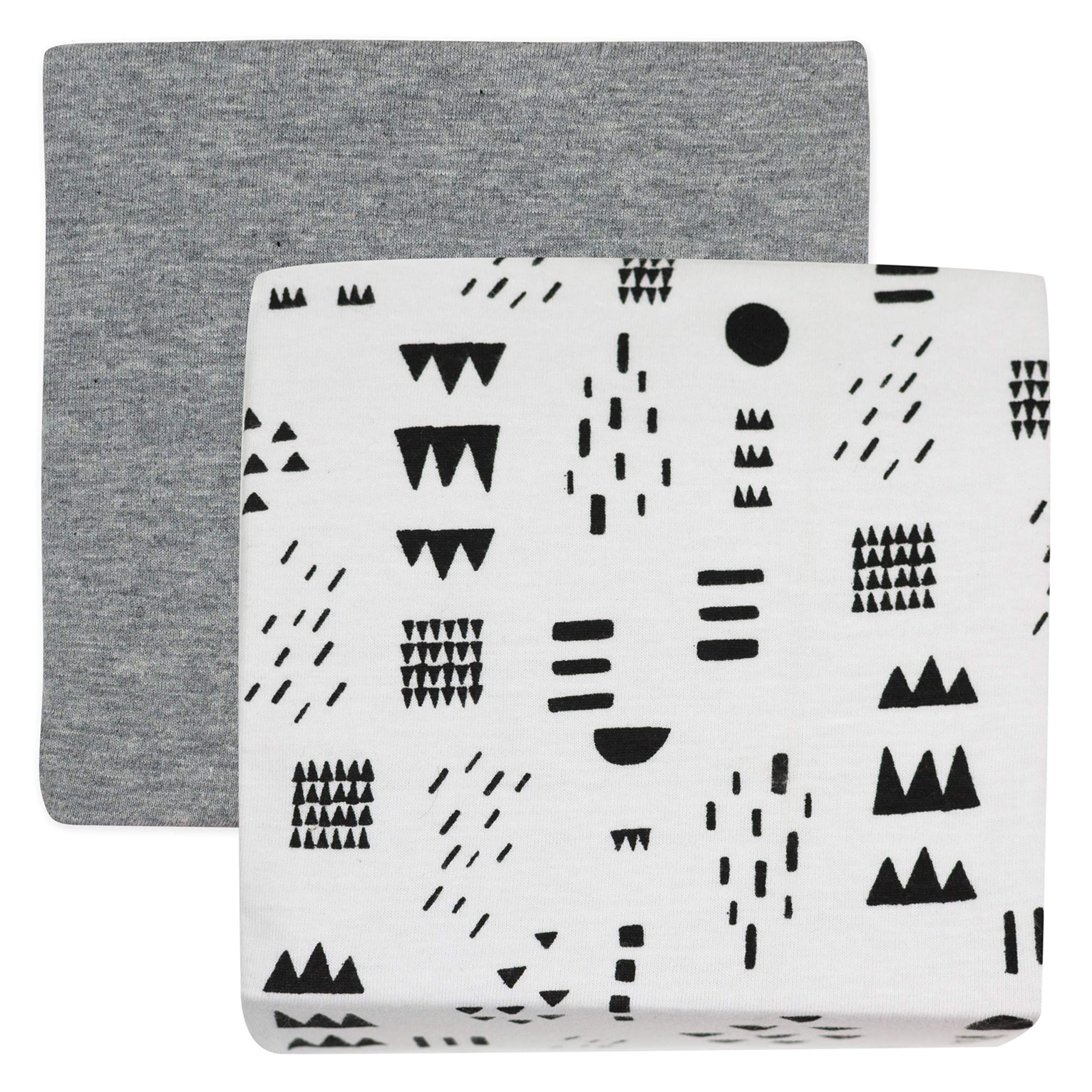 HonestBaby Organic Cotton Changing Pad Covers (Set of Two), Pattern Play/Heather Gray, One Size