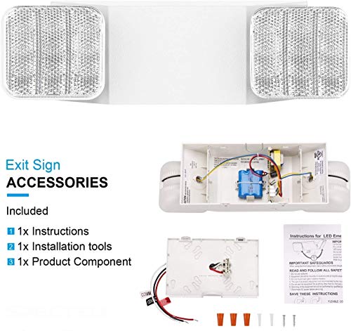 Litufine LED Emergency Lighting Fixtures with 2 LED Heads, Commercial Emergency Light with Battery Backup, UL 924 and CEC Qualified, 120-277 Voltage (1-Pack)