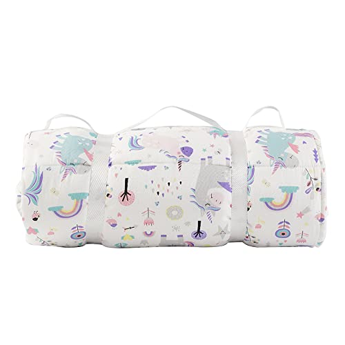 Bunnikins & Clover Toddler Nap Mat with Removable Pillow, Cotton Nap Mats for Preschool, Easy Clean Toddler Nap Pad for Kindergarten, Kids Sleeping Bag for Travel Camping