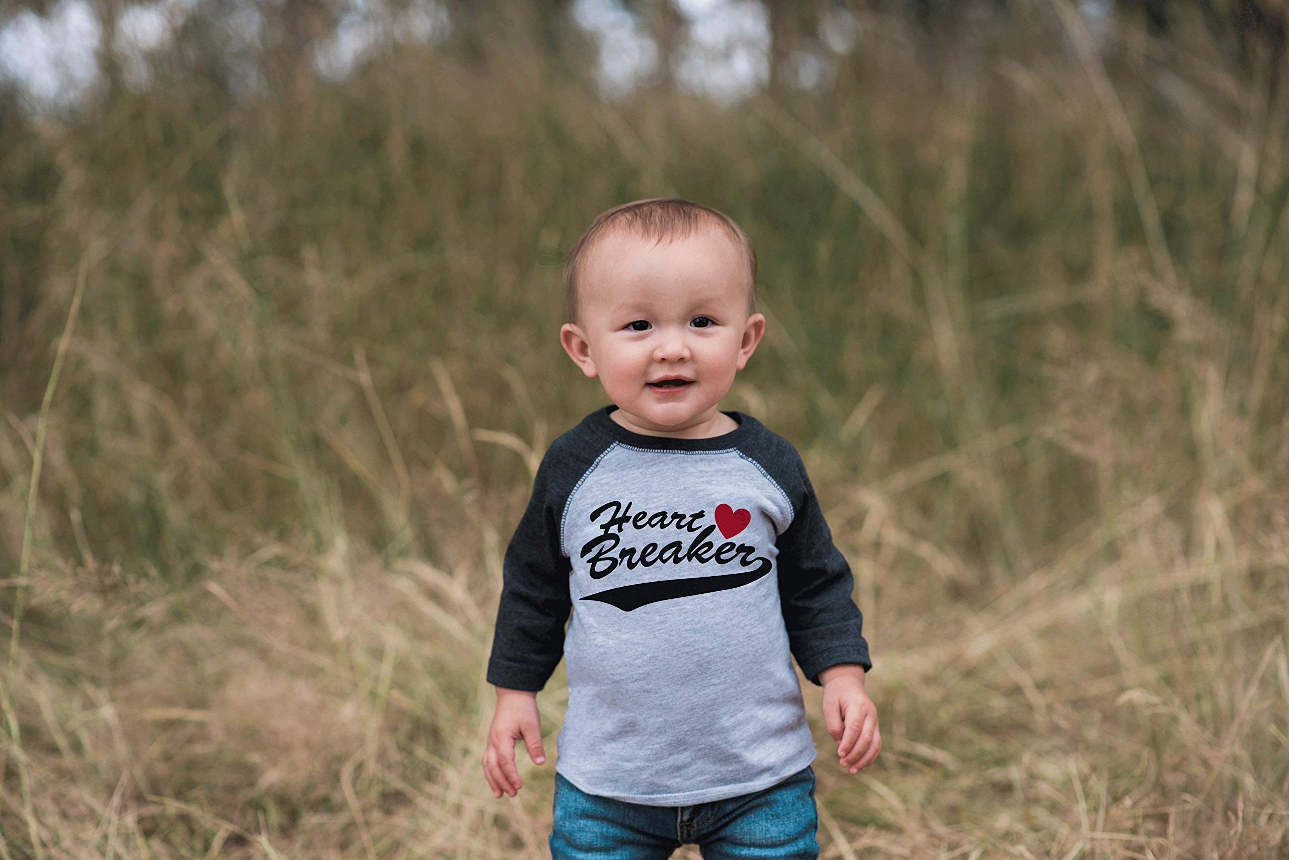 Custom Party Shop Kids Heart Breaker Happy Valentine's Day 18 Months Grey Raglan