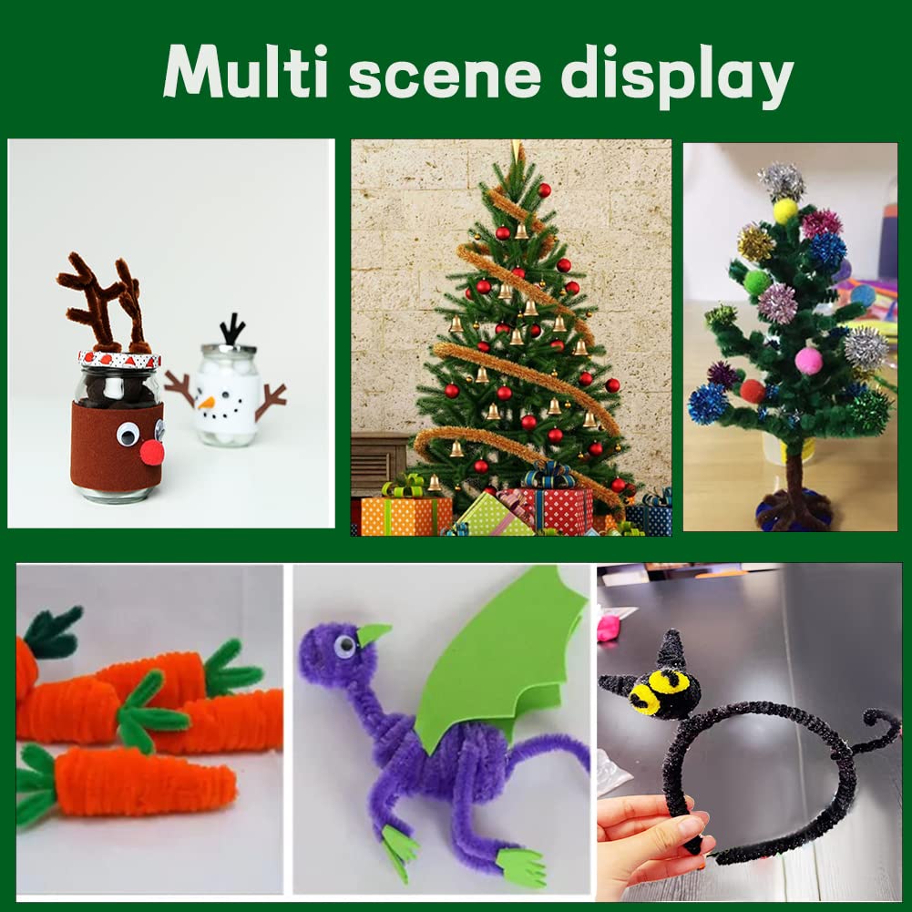 200 Pieces Pipe Cleaners Chenille Stem, Black Pipe Cleaners Set Craft Pipe Cleaners St. Patrick's Day Pipe Cleaners Chenille Stems for DIY Art Crafts Decorations Supplies (Black)
