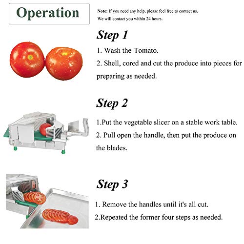 Caspian Tomato Slicer 3/16 inches Tomato Cutter Vegetable Slicer Knife with Built-in Polyethylene Slide Green Board for Commercial or Home Use, 1 Piece