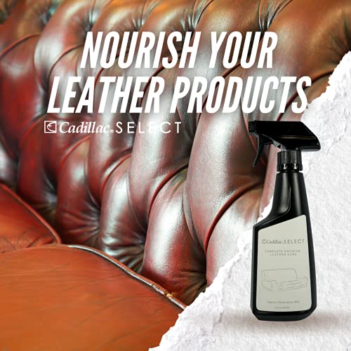 Cadillac Select Leather Furniture Cleaner and Conditioner for Couch, Car Auto Interior Seats, Bags, Jackets, Large Leather Surfaces β Complete Care Spray