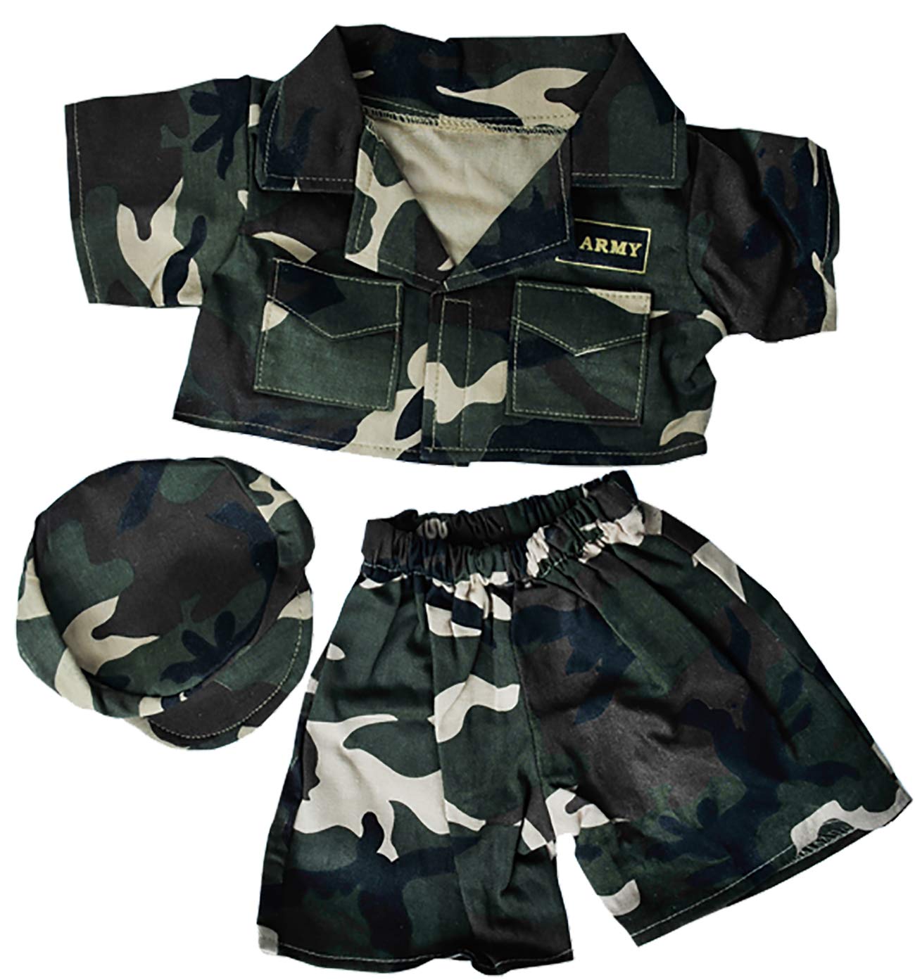 Army Green w/Cap Teddy Bear Clothes Fits Most 14"-18" Build-A-Bear and Make Your Own Stuffed Animals