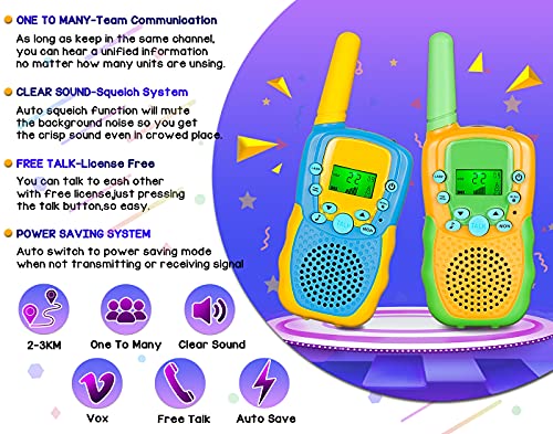 LOOIKOOS Walkie Talkies for Kids, 3 KMs Long Range Walky Talky Radio Kid Toy Gifts for Boys and Girls 3 Pack