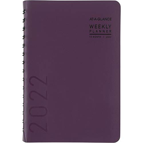 2022 Weekly & Monthly Planner by AT-A-GLANCE, 5" x 8", Small, Contemporary, Merlot (70108X50)