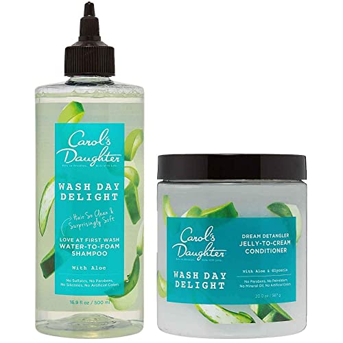 Carol's Daughter Wash Day Delight Sulfate Free Clarifying Shampoo and Deep Conditioner Gift Set with Aloe and Micellar - Best for Curly, Natural, and Textured Hair â Detangle and Moisturize