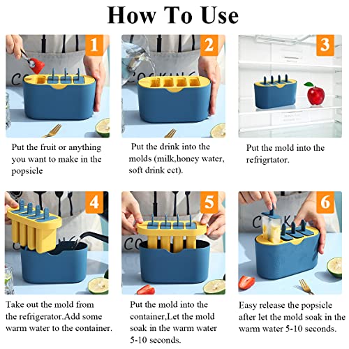 Kyraton Ice Pop Mould, Fresh Fruitsicle Frozen Pop Tray, Milticolored Set of 4 Popsicle Makers With Sticks. BPA Free.