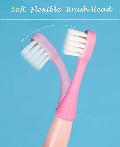 newrichbee 6 Packs Kids Toothbrush,Lovely Little Mushroom Extra Soft Bristles Toddler Toothbrush for 1-3Years Old (Pink& Yellow &Blue)
