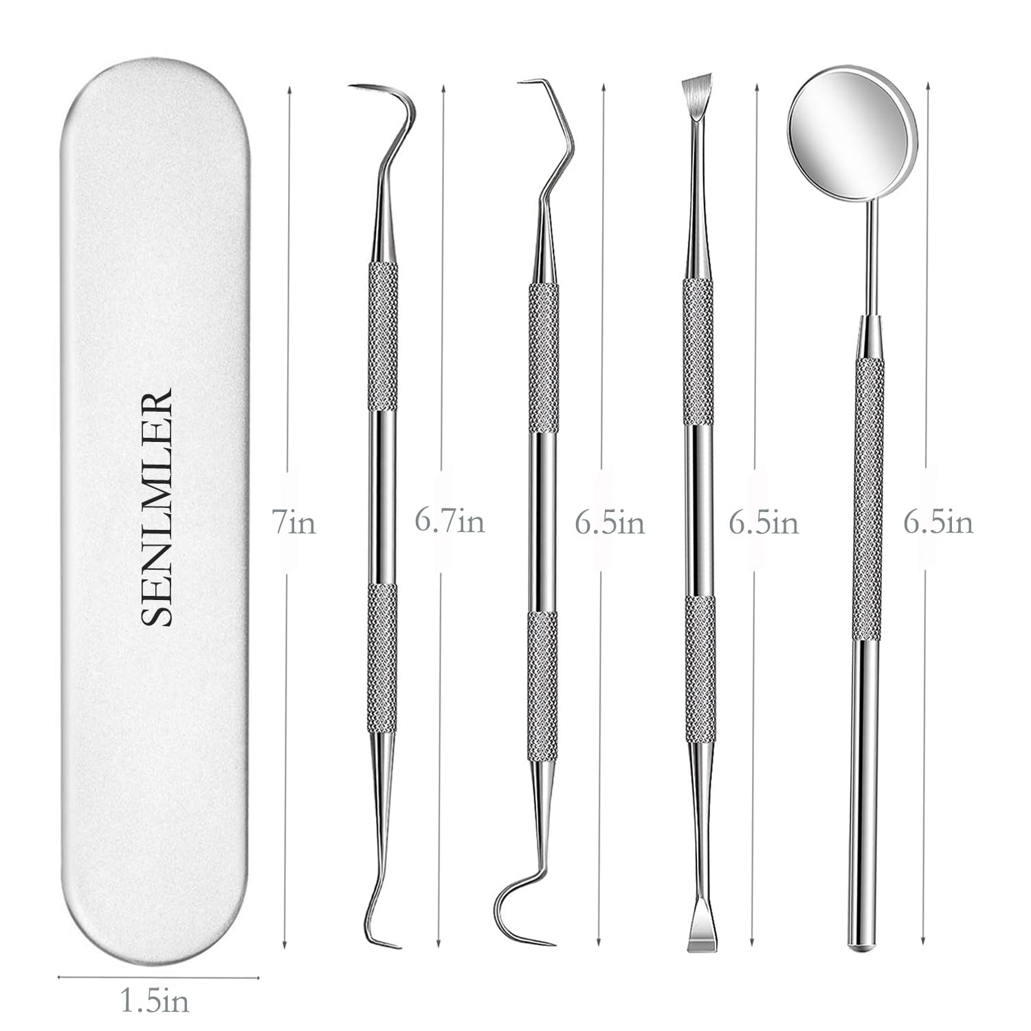 SENLMLER Dental Tools, Professional Plaque Remover Teeth Cleaning Tool Kit, Stainless Steel Dental Pick Tartar Scraper Tooth Cleaner, Oral Care Hygiene Set for Dentist Personal Pets with Storage Box