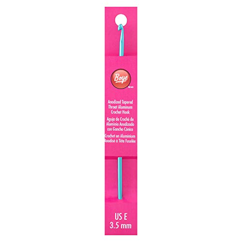 Boye 332621800EM Aluminum Crochet Hook, Size E, 3.5 mm, 6'', blue