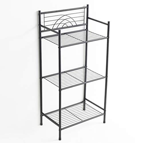 L&H UNICO 3-Tier Free Standing Wire Rack Durable Metal Shelving Storage Unit for Bathroom Laundry Kitchen Office, Black