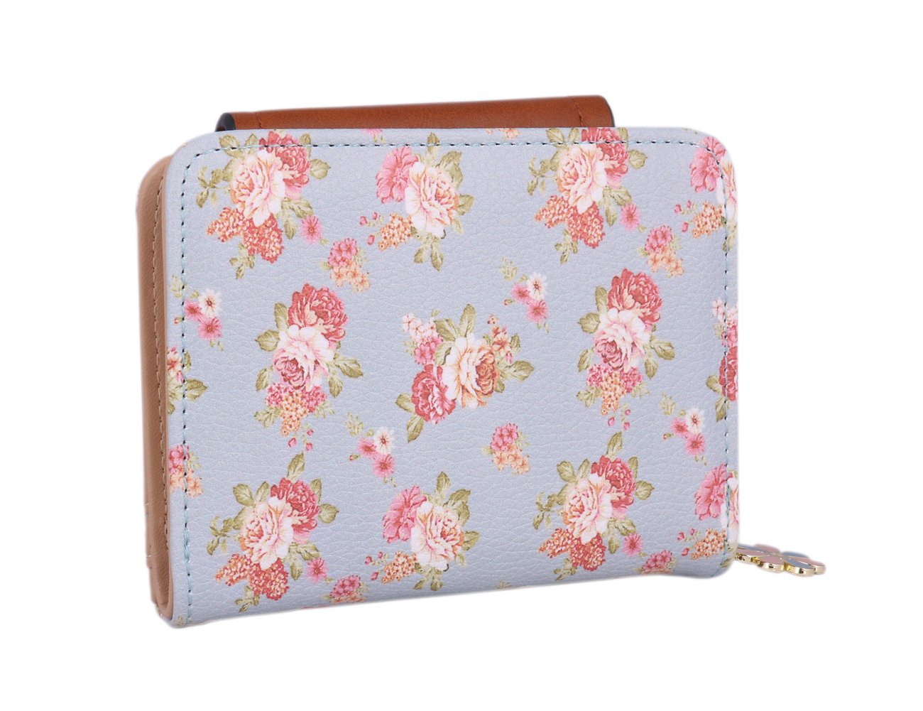 Adoptfade Womens Small Wallet Floral Coin Purse Card Holder,Light Blue