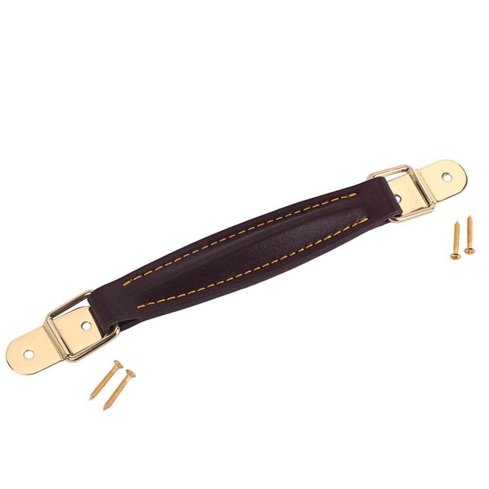 Amplifier Handle Leather Strap PU Leather Handle Replacement Parts with Mounting Screws for Guitar Audio Amplifier, 1 pcs (Coffee)