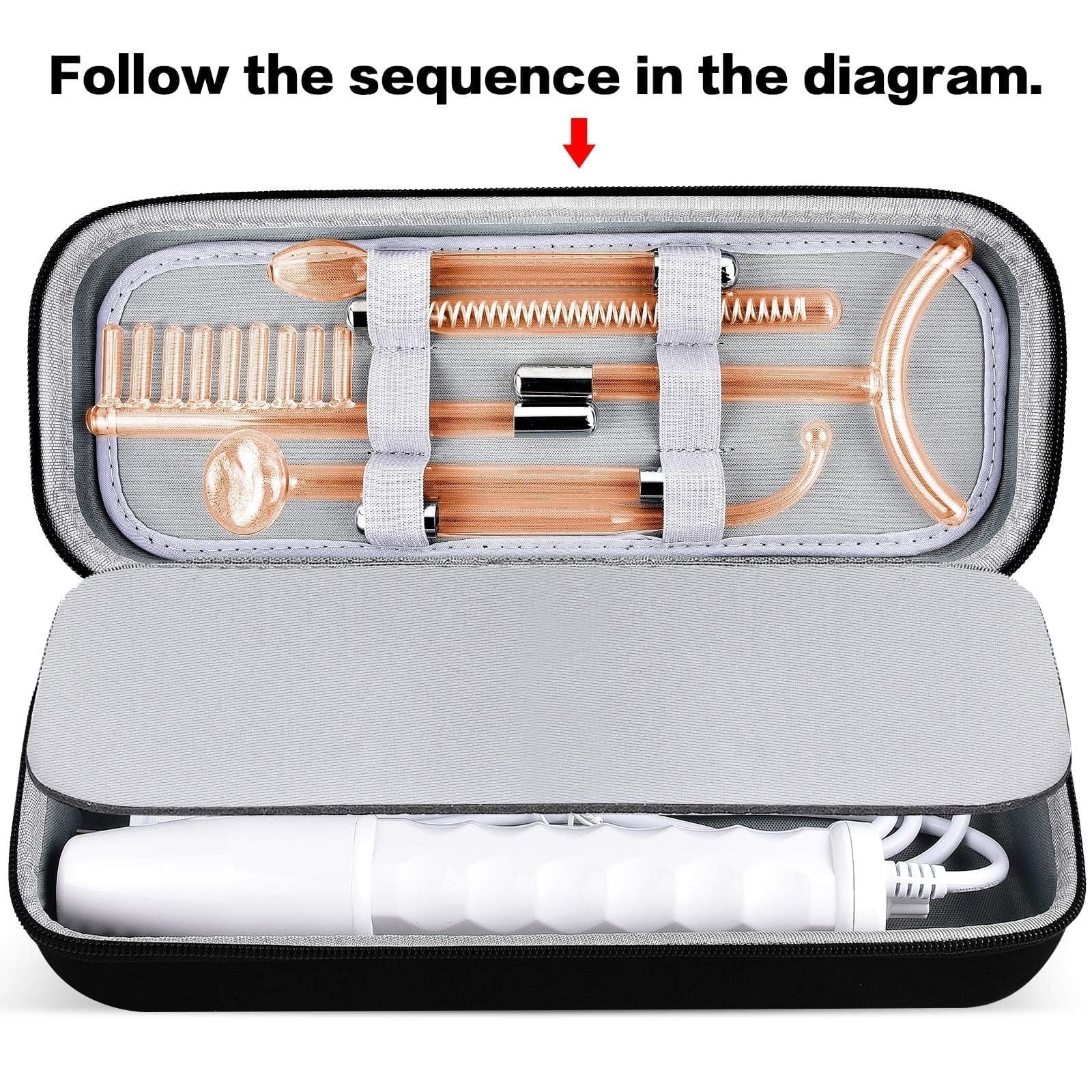 Case Compatible with Houzzi/for NuDerma/for Signstek/for APREUTY/for FAZJEUNE/for NewWay Professional Clinical Portable Handheld High Frequency Skin Wand Machine, 6 Neon & Argon Wands (Only Box)