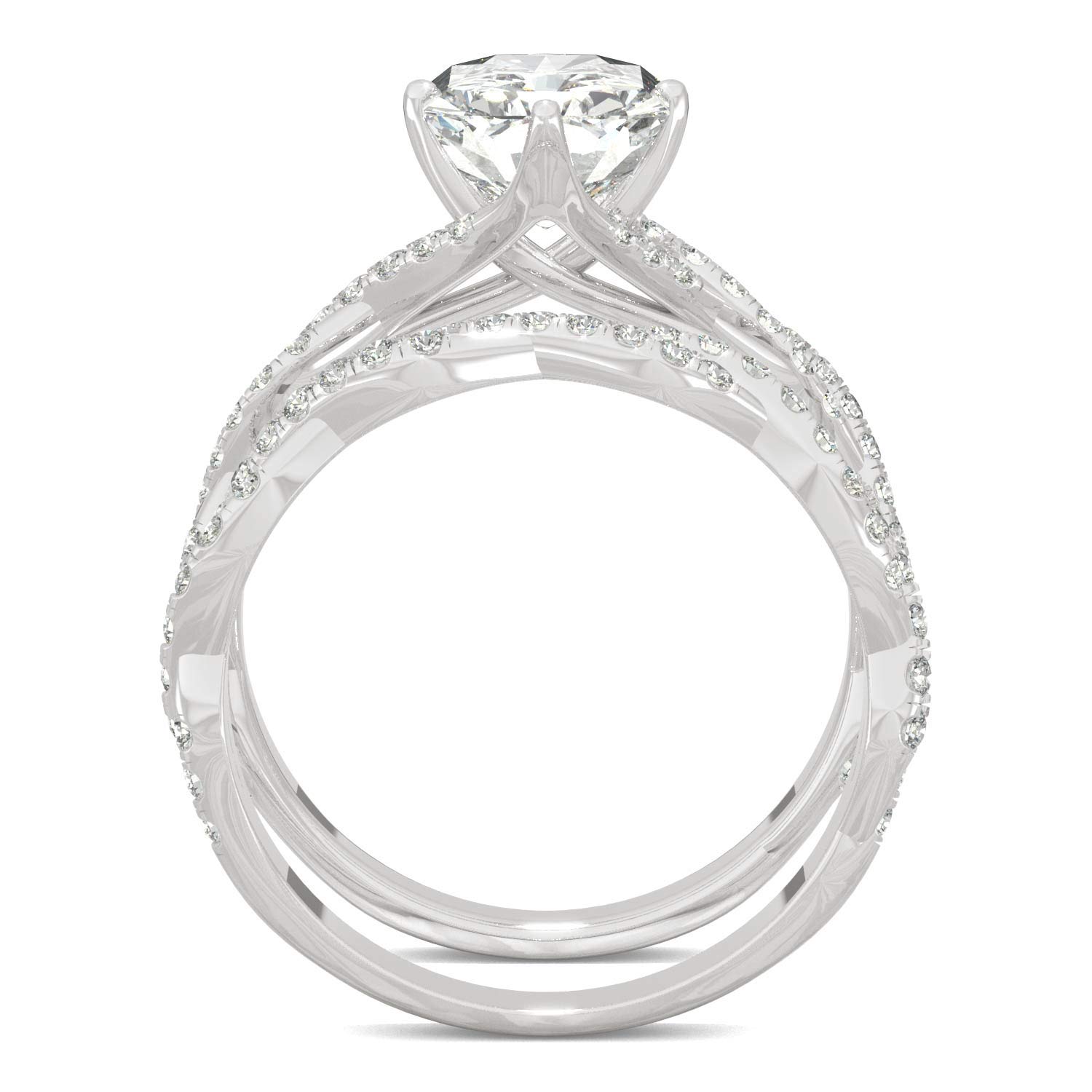 14K White Gold Moissanite by Charles & Colvard 9x7mm Radiant Bridal Set-size 6 3.42cttw DEW