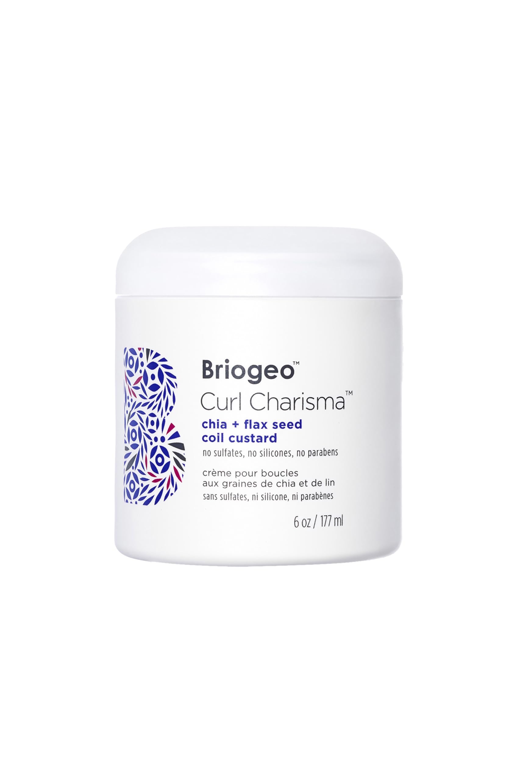 Briogeo Curl Charisma Chia + Flax Seed Coil Custard, Leave-In Styler for Nourishing and Defining Natural Curly and Coily Hair Textures, Vegan, Cruelty-Free, 6 oz