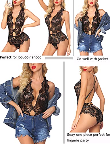 Avidlove Women One Piece Lingerie Lace Bodysuit Deep V Teddy Mini Babydoll Fairy Costumes