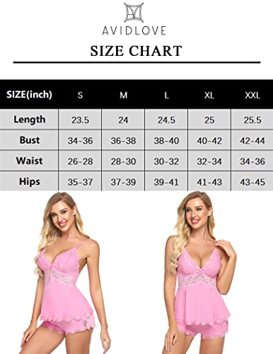 Avidlove Women's Pajama Set Sleeveless Sleepwear Pjs Sets Ladies 2-Piece Nightwear Pink L