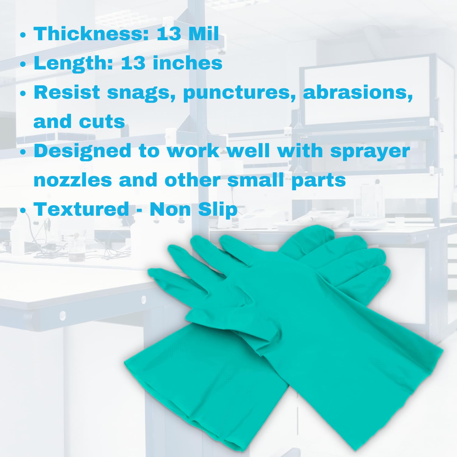ACCUPOUR Measuring Pitcher, Plastic, Multipurpose - Great for Chemicals, Oil, Pool and Lawn - Ounce (oz) and Milliliter (mL) Increments, Bundle with ACCUTECH Nitrile Gloves (13 mil) XL (32oz)