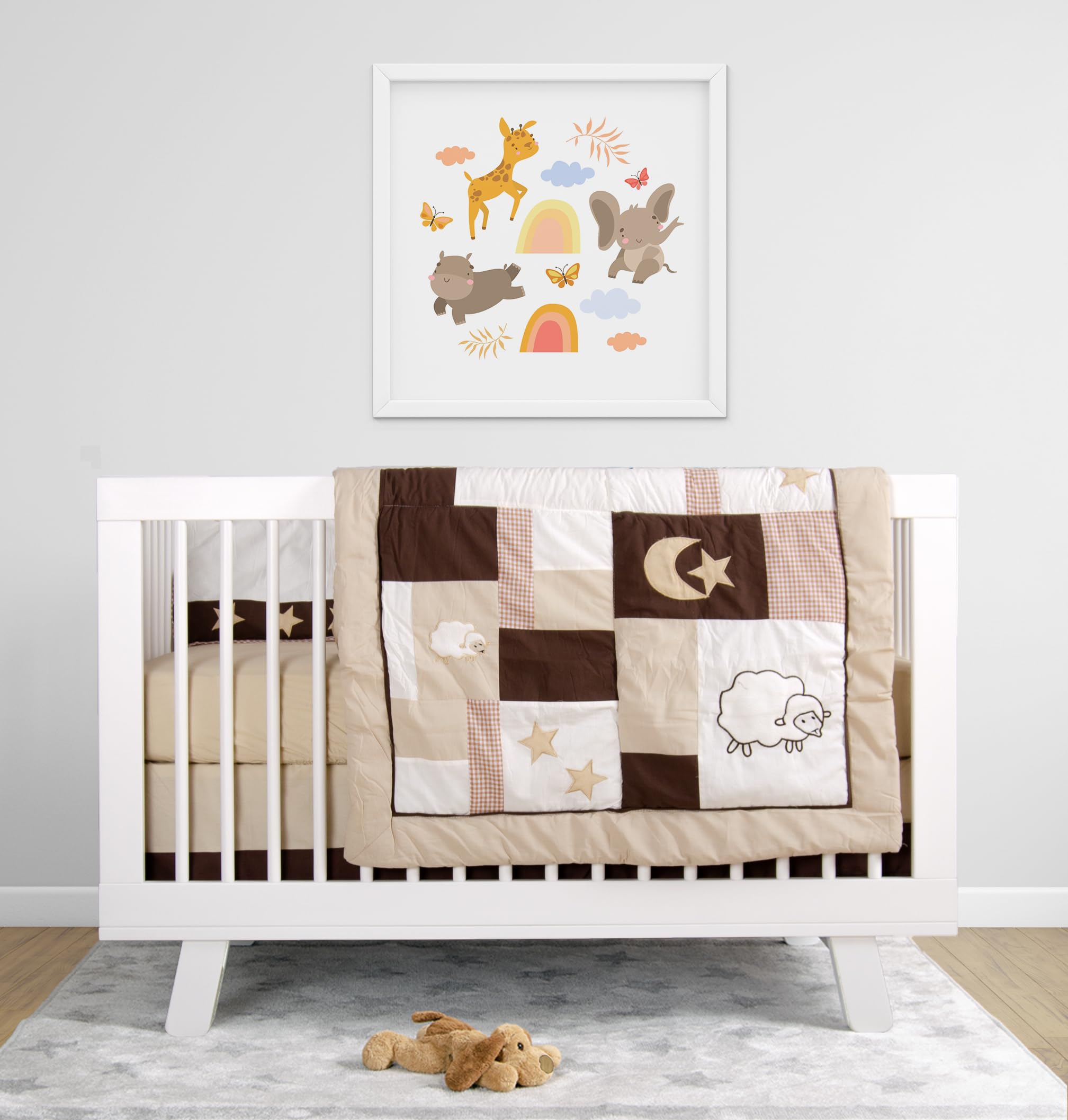 BabyFad Sheep Lamb 9 Piece Baby Crib Bedding Set 100% Cotton