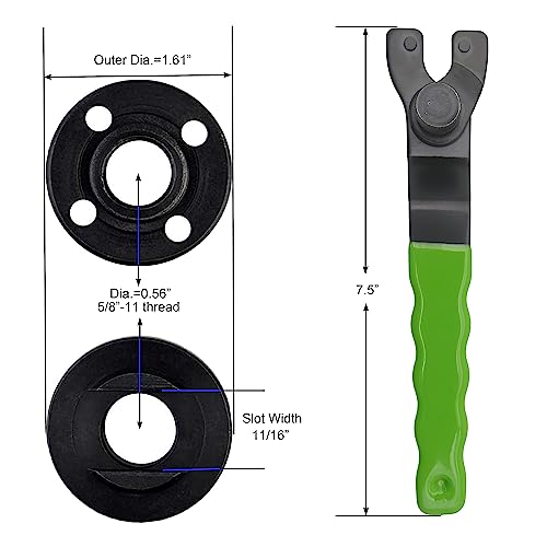 Angle Grinder Adjustable Spanner Wrench Flange Nut kit with 5/8"-11 Angle Grinder Extension Shaft Connecting Rod Compatible with Bosch Dewalt Makita Ryobi Black Decker (3")