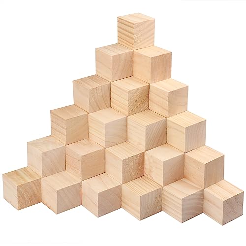50 Packs Wooden Blocks for Crafts, 2 Inch Pine Wood Cubes, Wooden Cubes for Paint, Stamp, Decorate, DIY Projects and Personalized Gifts,by GNIEMCKIN.