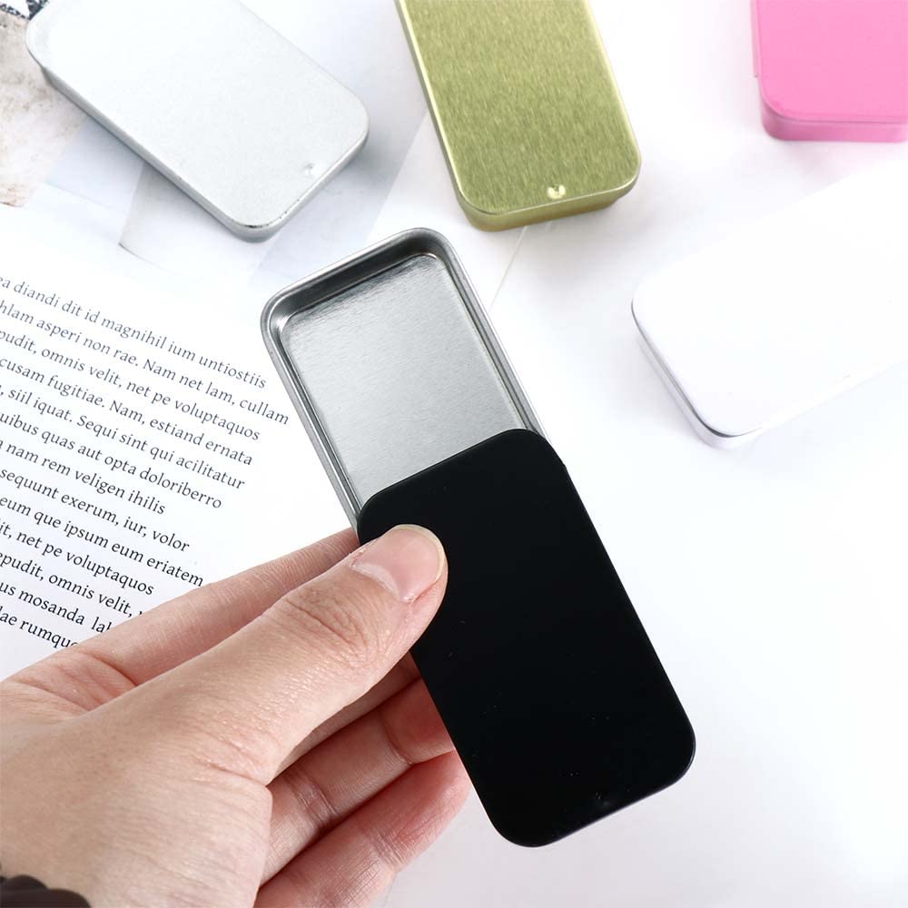 6 Pcs Mini Rectangular Storage Box,Tinplate Push-Pull Box,Slide Top Tin Containers,Metal Containers,2.36x1.34x0.43inch