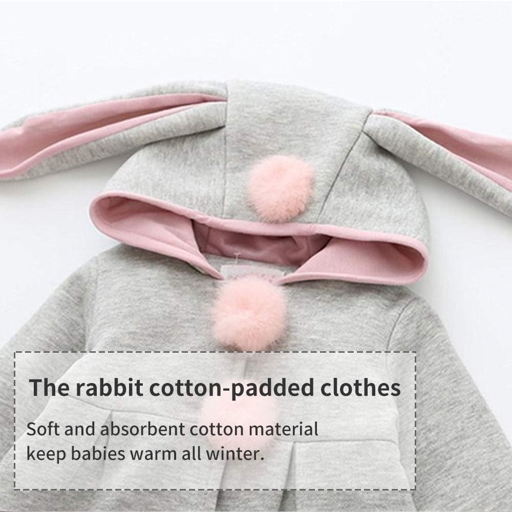 CoKate Infant Baby Girl Fall Winter Hooded Coat Sweet Rabbit Jackets Outerwear (Grey, 12-18 Months)