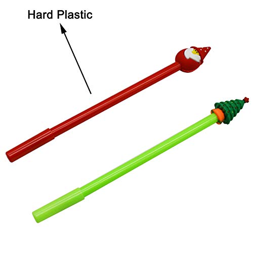 Maydahui 12PCS Christmas Theme RollerBall Pens Black Gel Ink Xmas Tree Snowman Reindeer Santa Claus Shape Pen for Boys Girls Desk Decoration Accessory