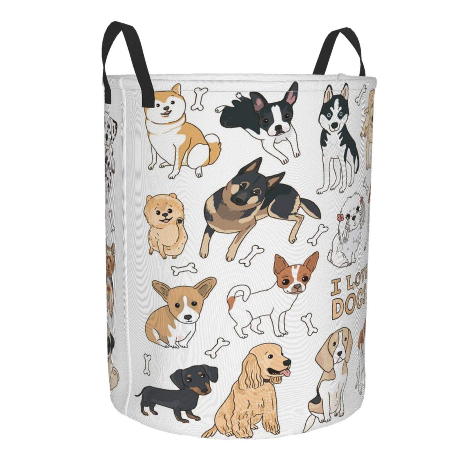 Foruidea Cute Puppy Dog Laundry Basket,Laundry Hamper,Collapsible Storage Bin, Oxford Fabric Clothes Baskets,Nursery Hamper For Home,Office,Dorm,Gift Basket