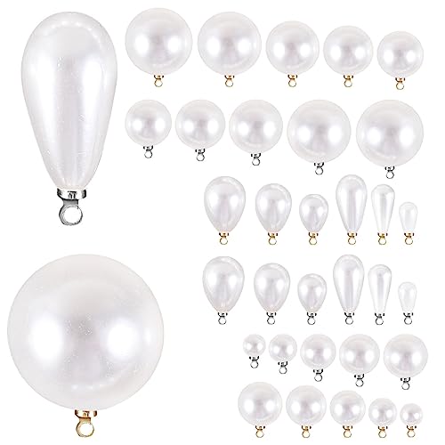 EXCEART Faux Pearl Charms Pendants 60Pcs DIY Elegant Imitation Peal Charms Beads for Earrings Bracelets Bangle Necklace Phone Case Hair Clip Craft Jewelry Making