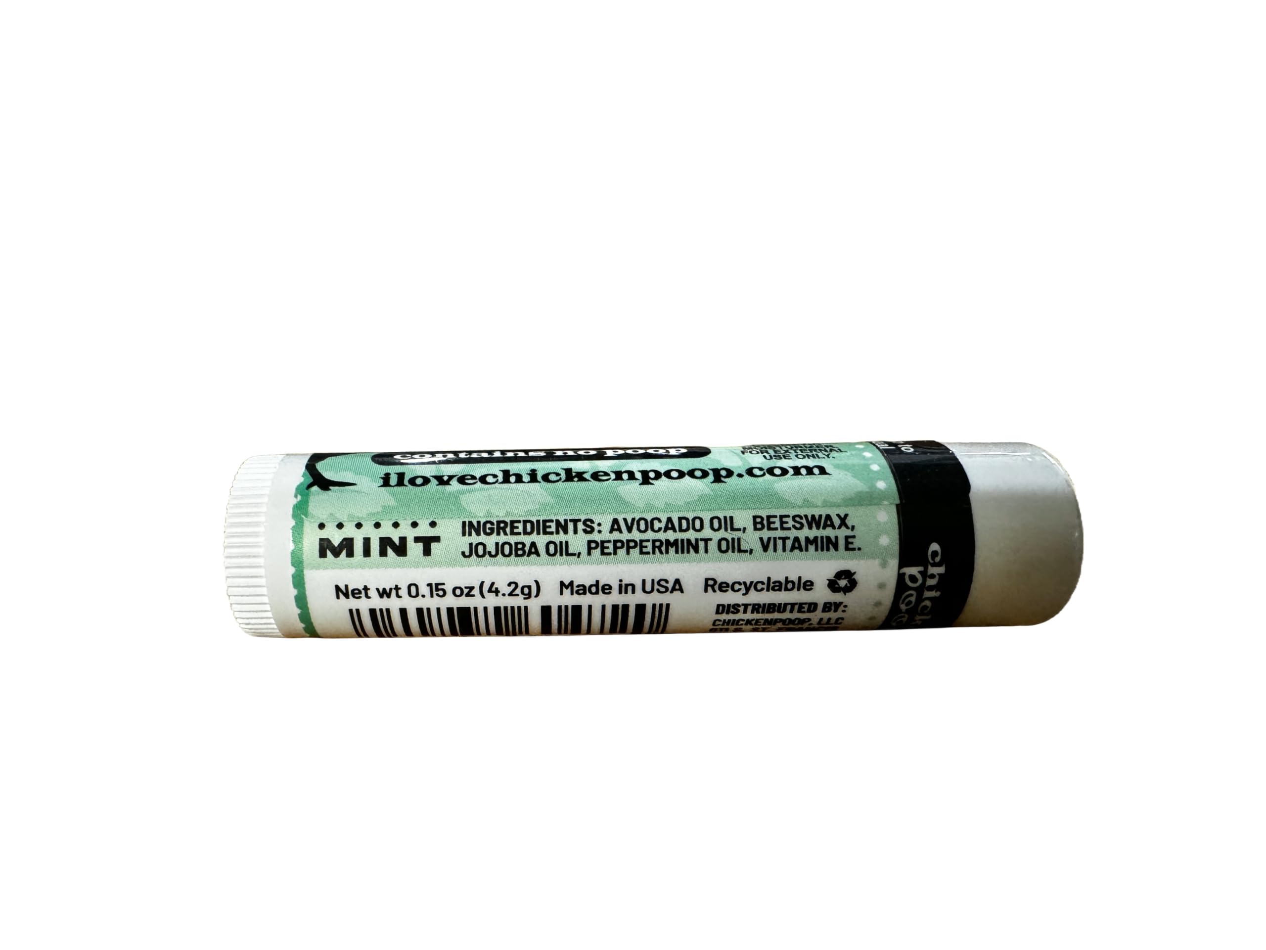 Chicken Poop Lip Balm Simone Chickenbone 100% Natural Moisturizer for Dry, Chapped Lips, Combo (Original, Mint, Outdoors with SPF 30, Coconut), 4 Pack