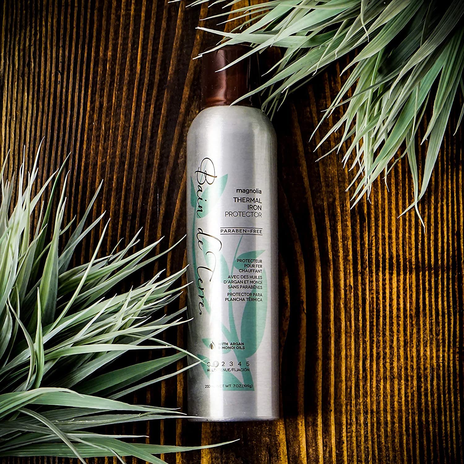 Bain de Terre Magnolia Thermal Iron Protector | Heat Protectant Hair Spray | Conditions & Protects Hair | Argan & Monoi Oils | Paraben Free | Color-Safe | 7 Fl Oz