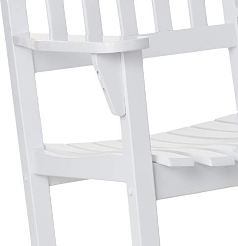 Cambridge Casual Bentley High Back Wooden Front Porch Rocking Chair for Outdoor Patio Furniture, Solid Wood, White