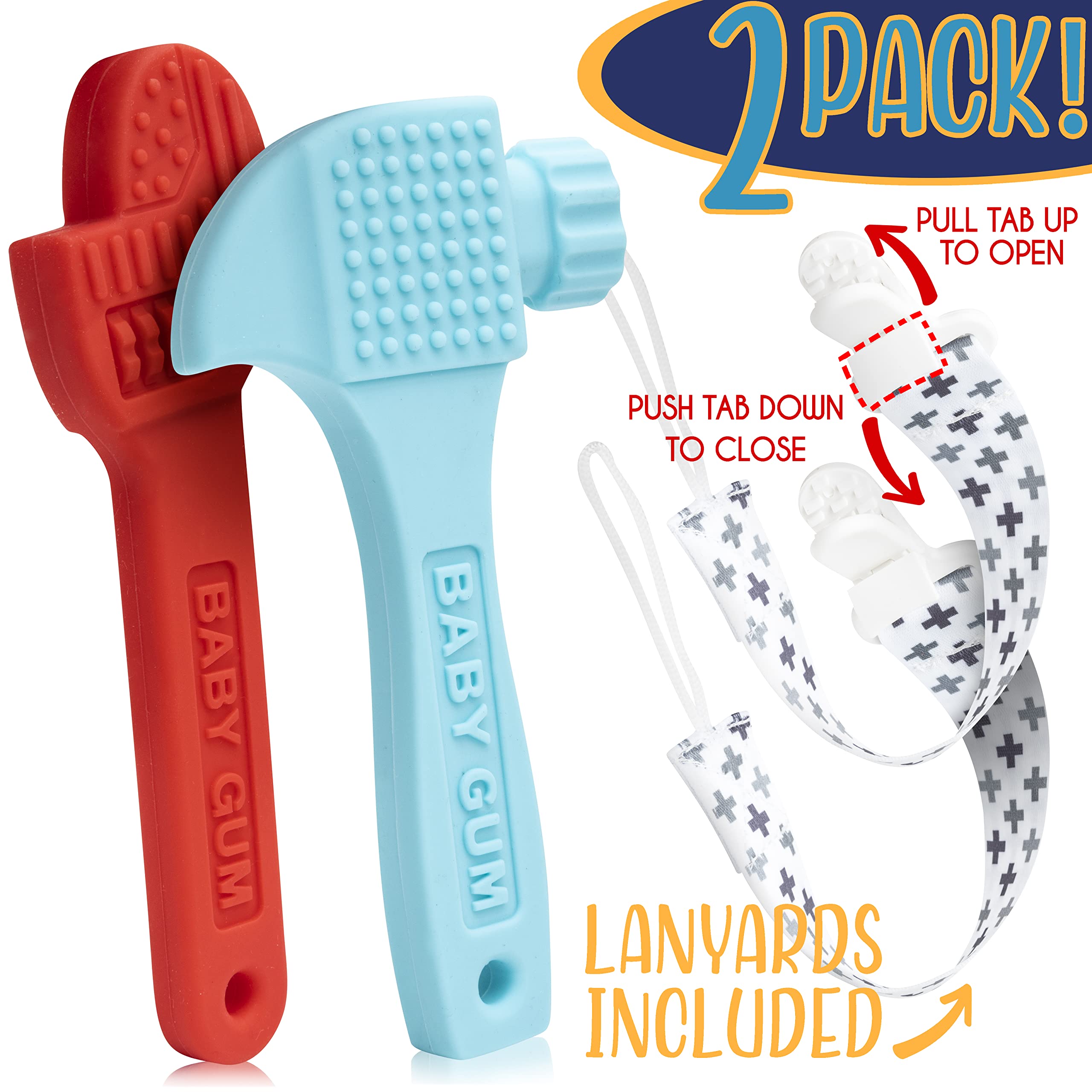 BABYGUM Teething Toys for Babies 0-6 Months 6-12 Months, BPA-Free Silicone, Soft Textures, Molar Teether, Easy to Hold, Easy to Clean and Freeze