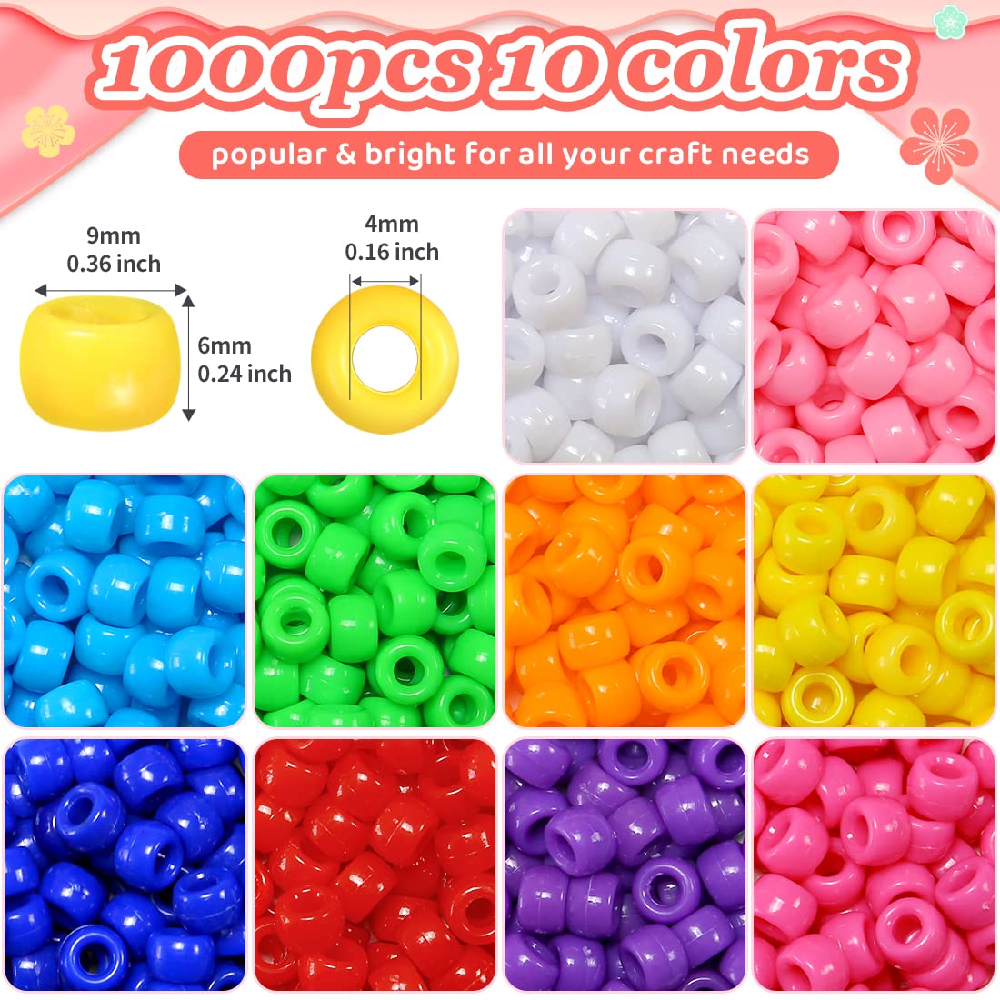 200 multi-color pipe cleaners+1000 multi-color pony beads bundle, pony beads, pipe cleaners, arts and crafts, jewelry making.