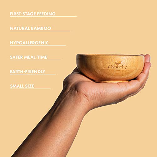 Avanchy® Bamboo Baby Bowls MINI Prep Bowl Set for Babies Kids Toddler for Feeding Food 4 oz, 2 Pack