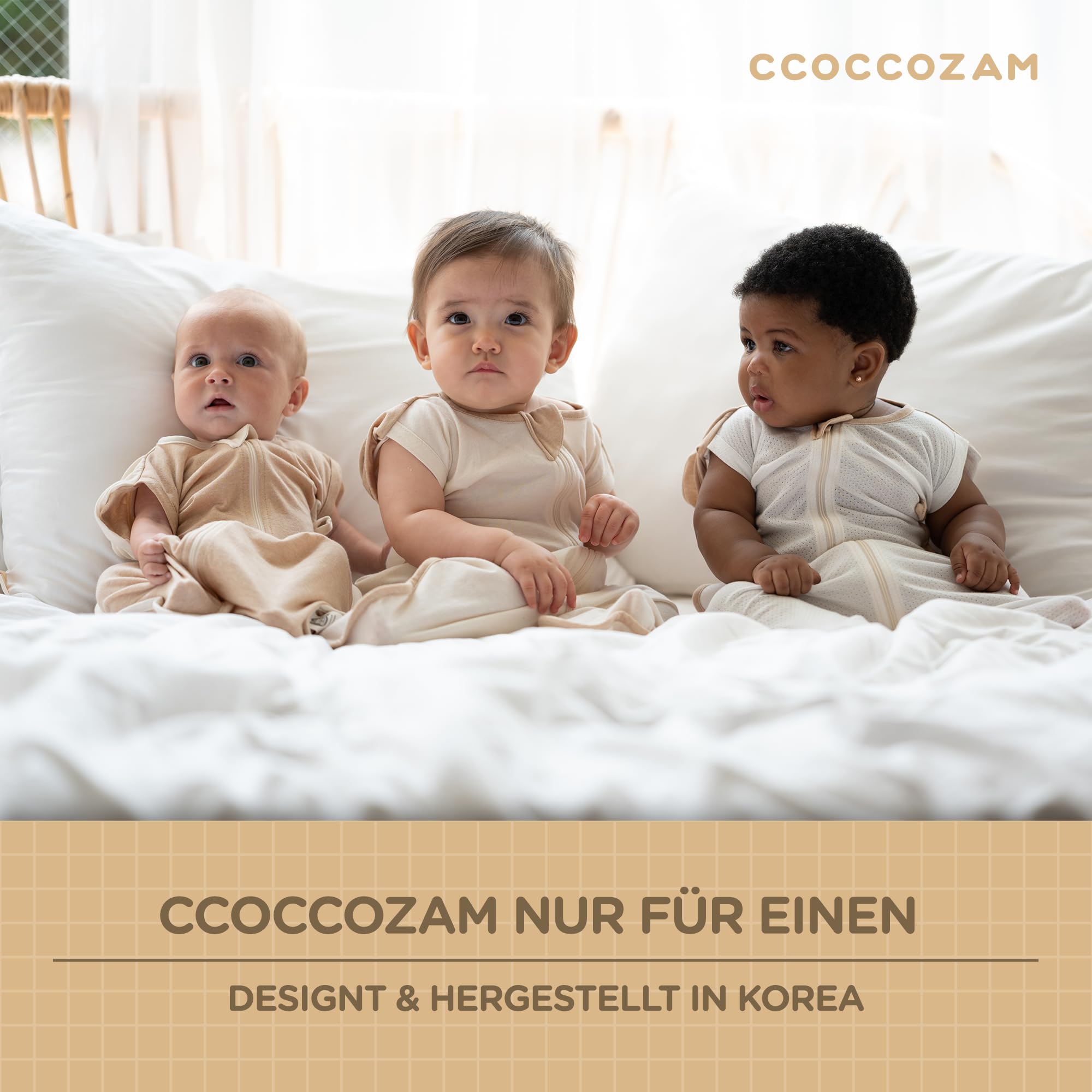 CCOCCOZAM Swaddle, Organic, Ivory, Small, 0-3 Months, 7-13 lbs, Transition Baby Sleep Sack, Dramatically Better Sleep