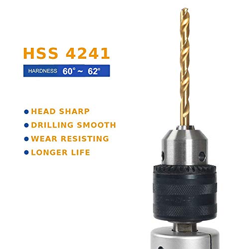 50 PCS,HSS Twist Drill Bits, 1/16", 5/64", 3/32", 7/64", 1/8" [10pcs for each],drilling on mild steel, copper, Aluminum, Zinc alloy (Titanium)