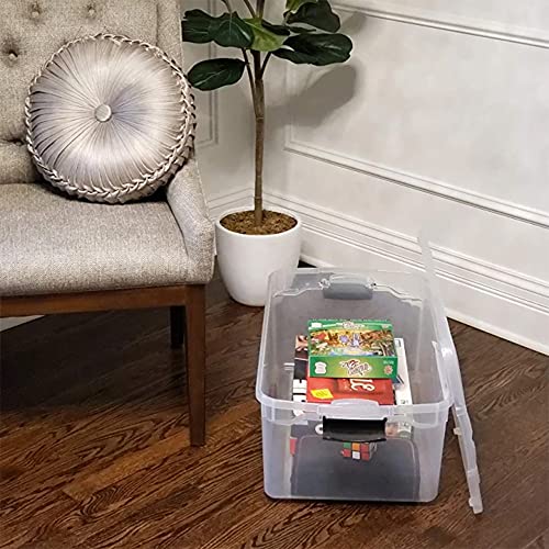 Homz 64 Quart Multipurpose Stackable Storage Container Tote Bins with Secure Latching Lids for Home and Office Organization, Clear (2 Pack)