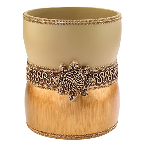 Avanti Linens - Wastebasket, Decorative Trash Can, Elegant Styled Home Decor (Braided Medallion Collection, Gold)
